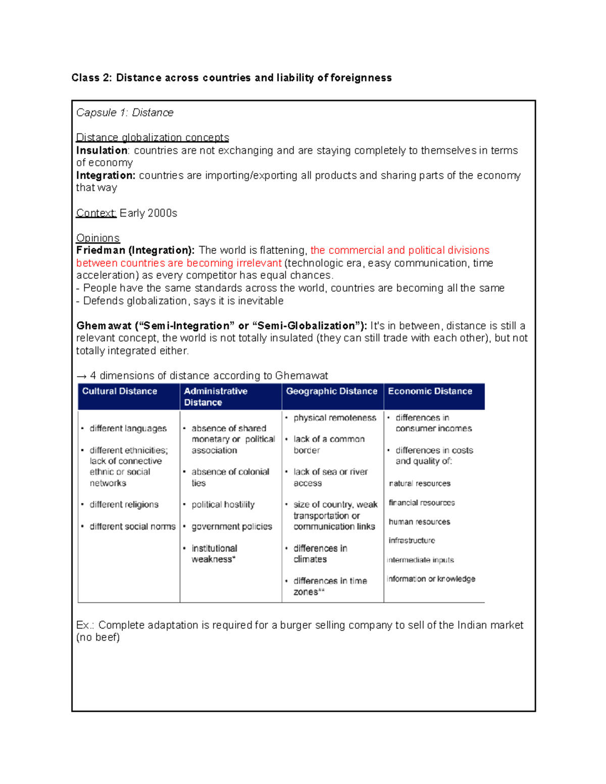 Summary Class 2: Distance and liability of foreignness - Class 2 ...