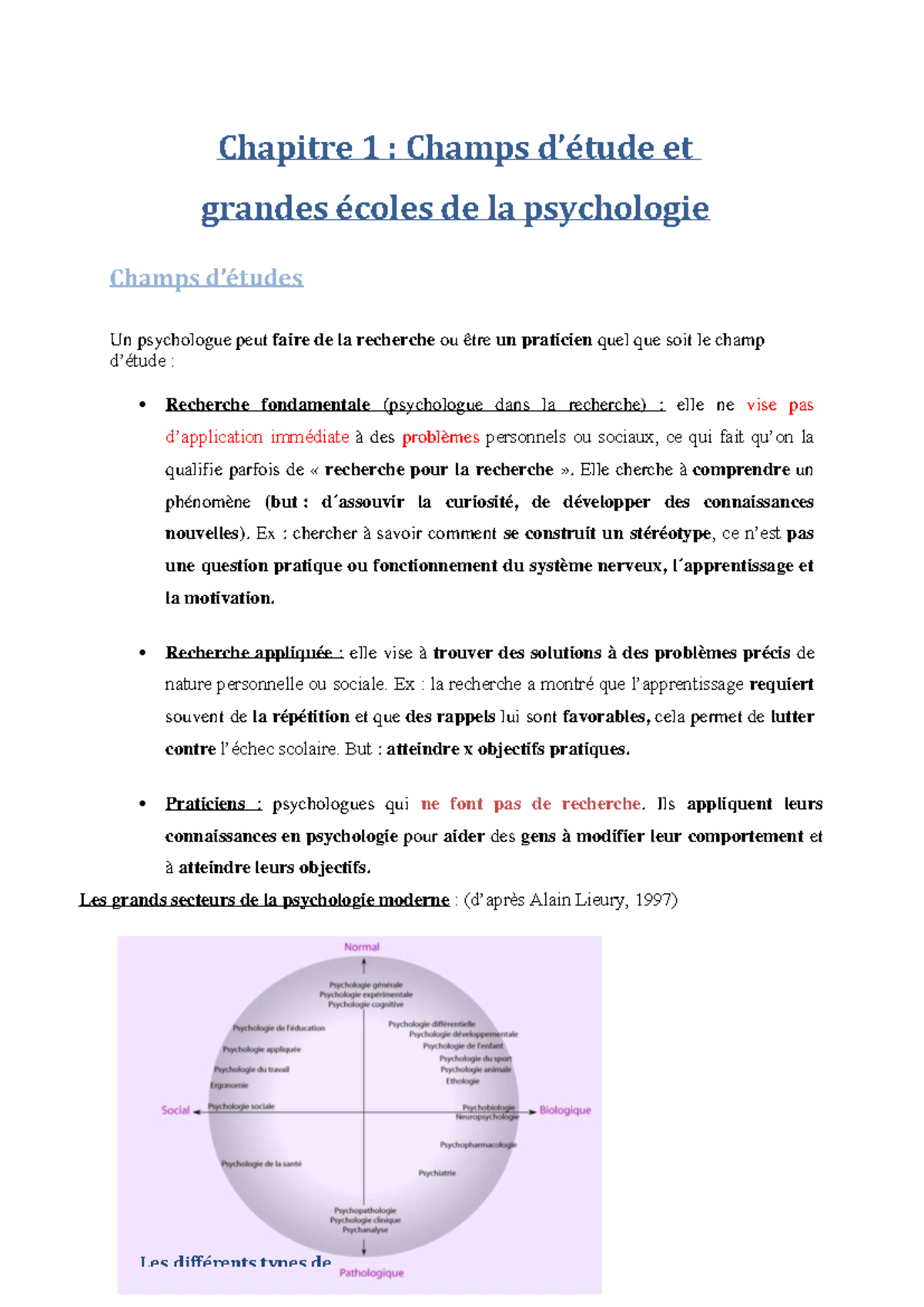 Psycho note de cours - Psychologie dans ses rapports avec les sciences ...