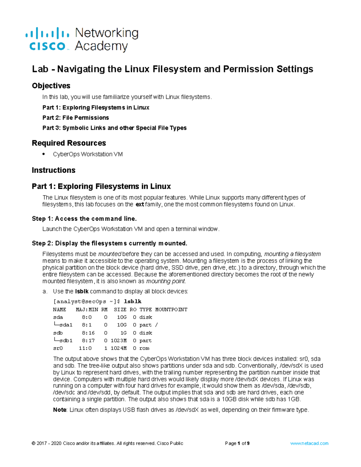 4 5 4 Lab Navigating The Linux Filesystem And Permission Settings Objectives In This Lab