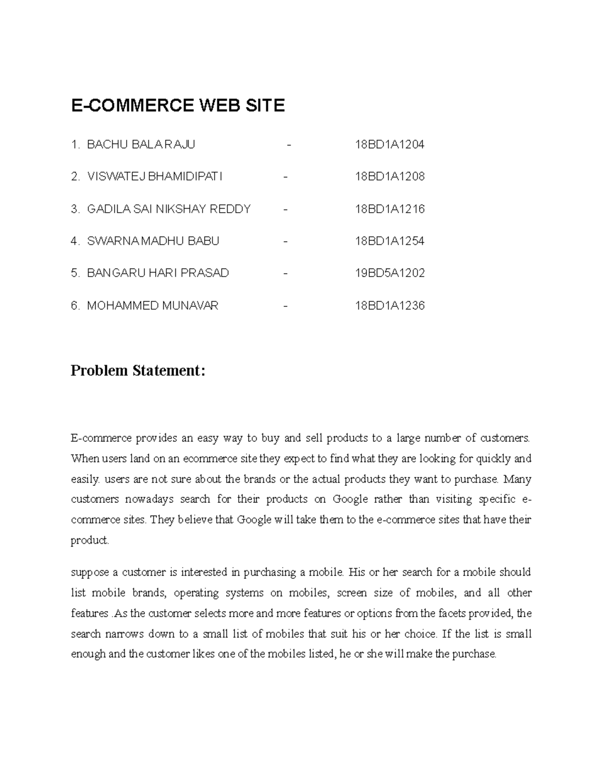 Sample-SRS - Software requirement specification - E-COMMERCE WEB SITE 1 ...