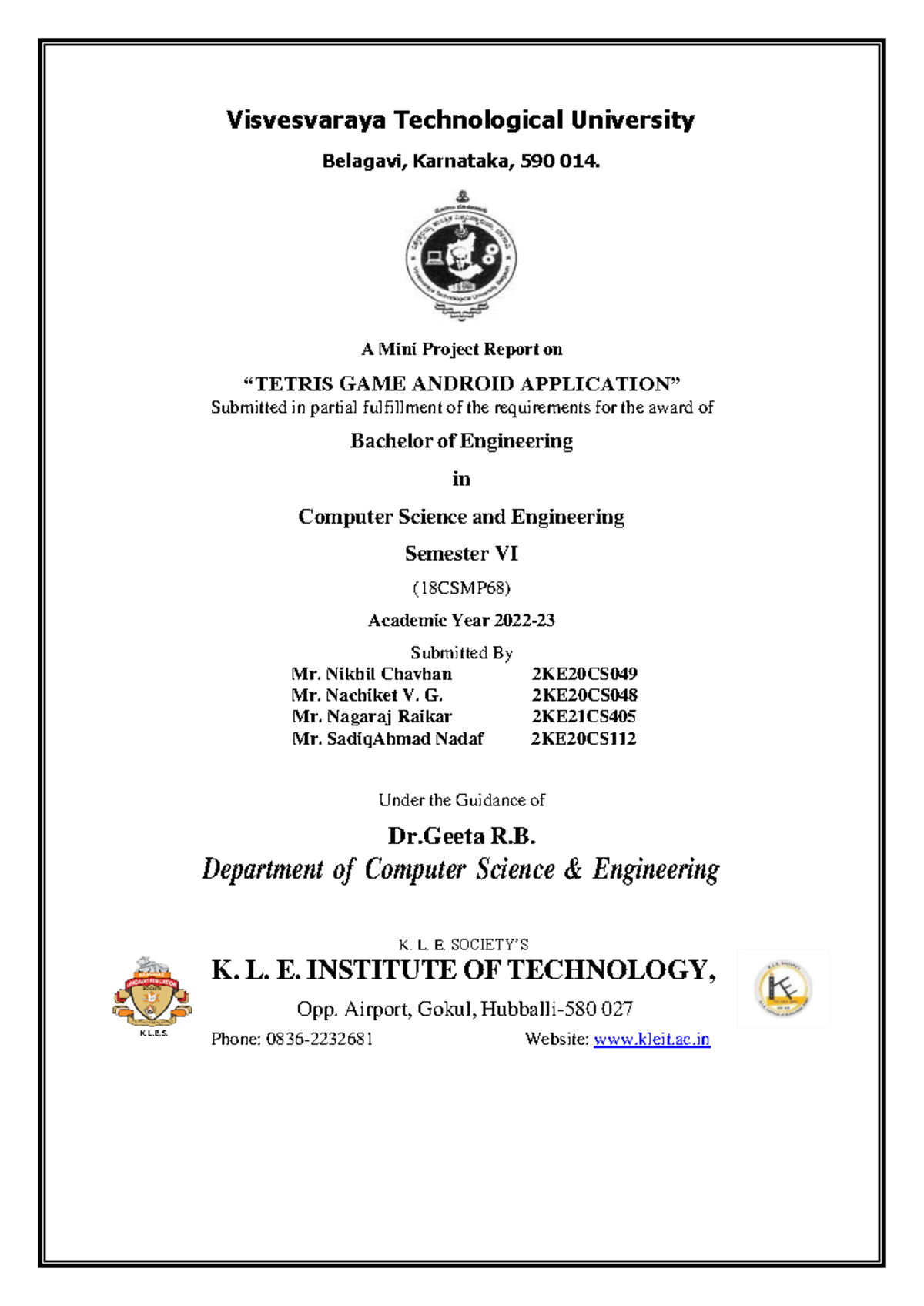 Mad report 3 final merged - Visvesvaraya Technological University ...