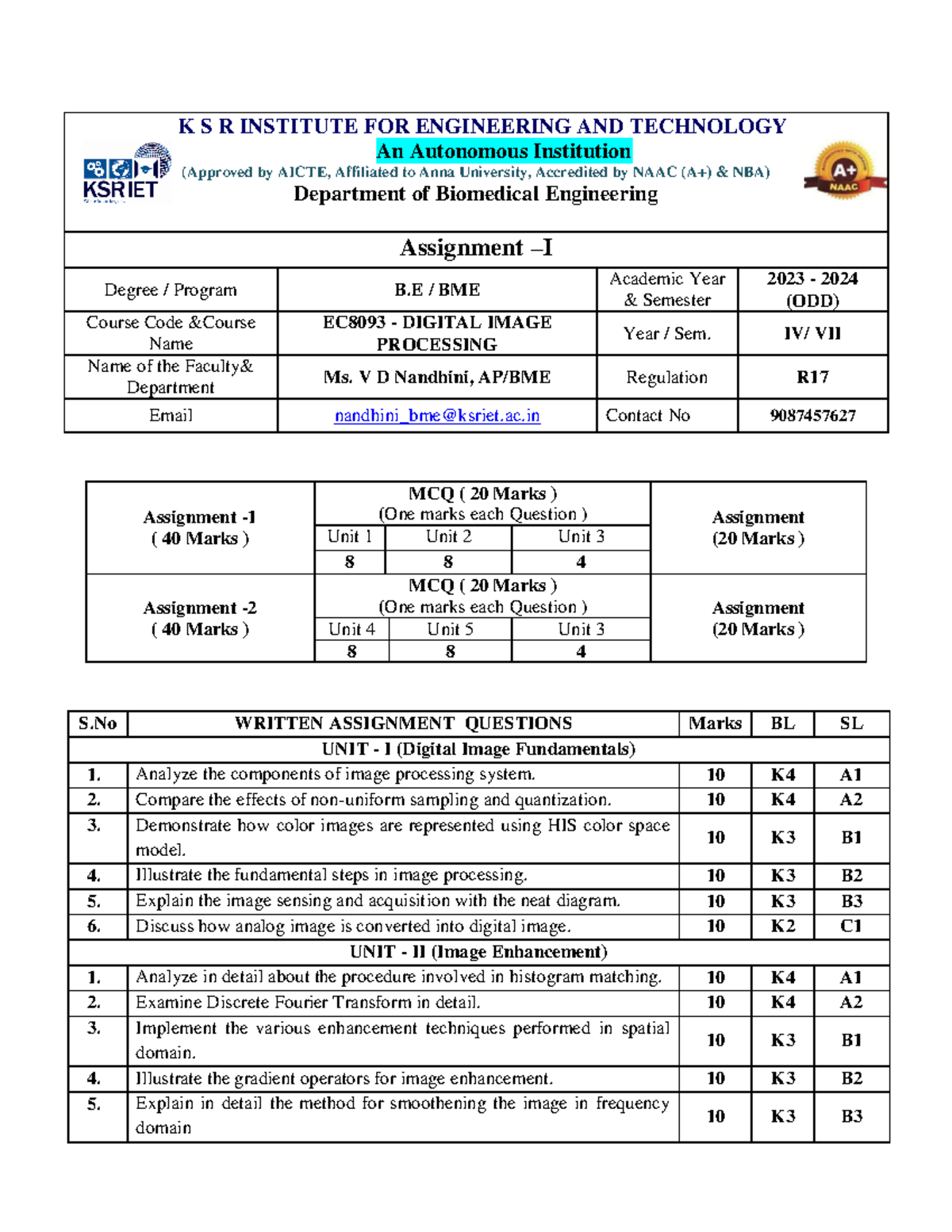 DIP report model - K S R INSTITUTE FOR ENGINEERING AND TECHNOLOGY An ...