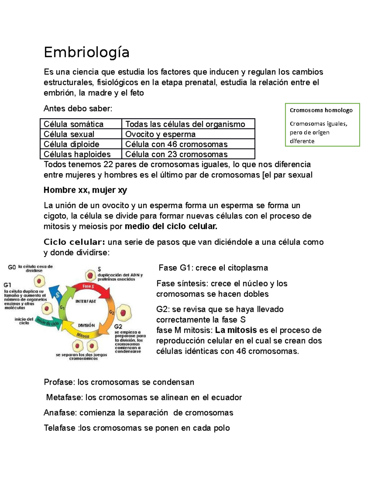 Embriología celulas - Embriología Es una ciencia que estudia los ...