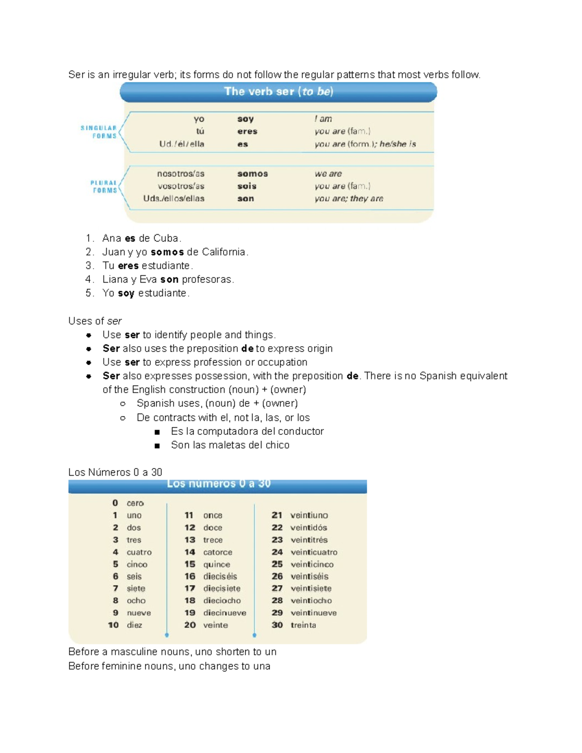 The Verb Ser - LBCC Spanish 1 - Ser is an irregular verb; its forms do ...