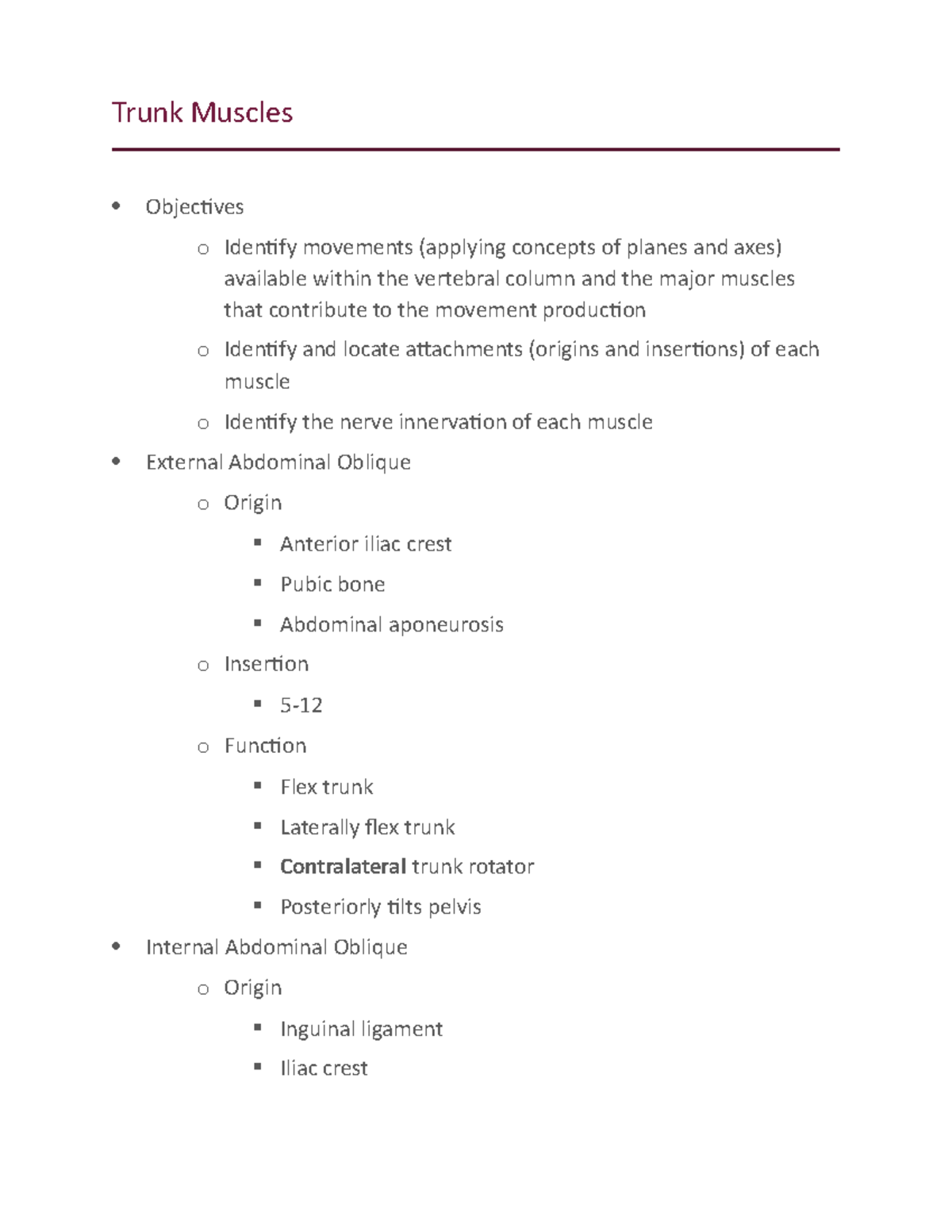 8 Trunk Muscles - Lecture notes with Matt McCarty (TA) in Dr. Dean ...