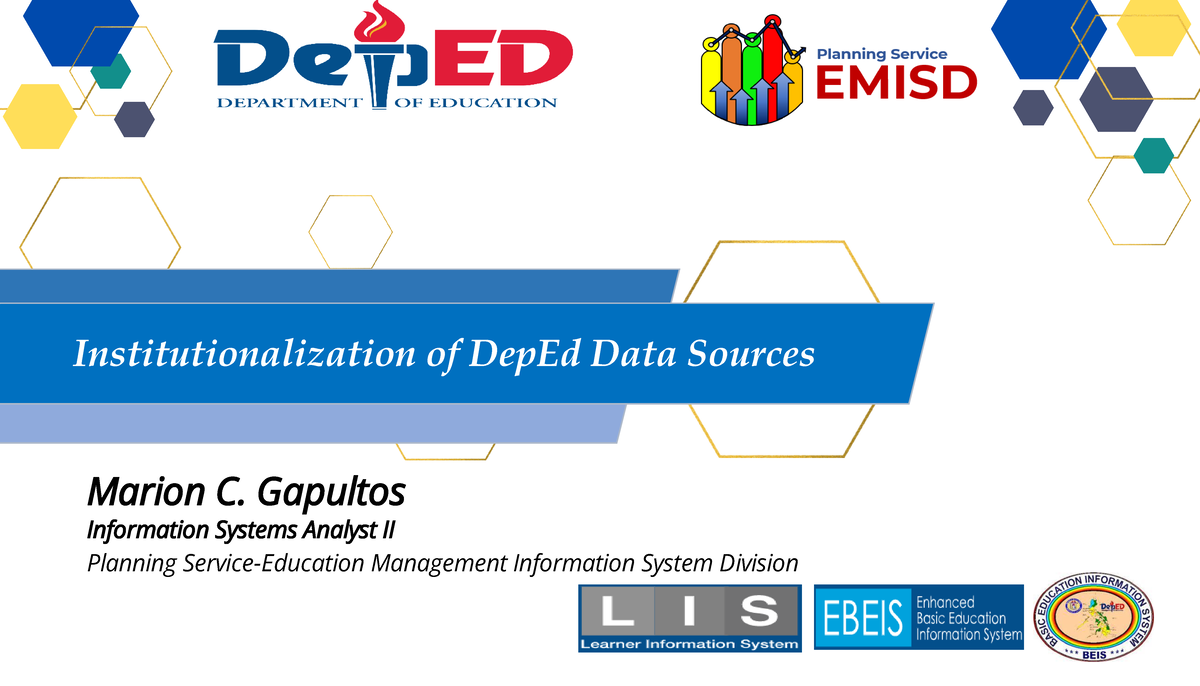 06 PPT Institutionalization of Dep Ed Data Sources with Workshop ...