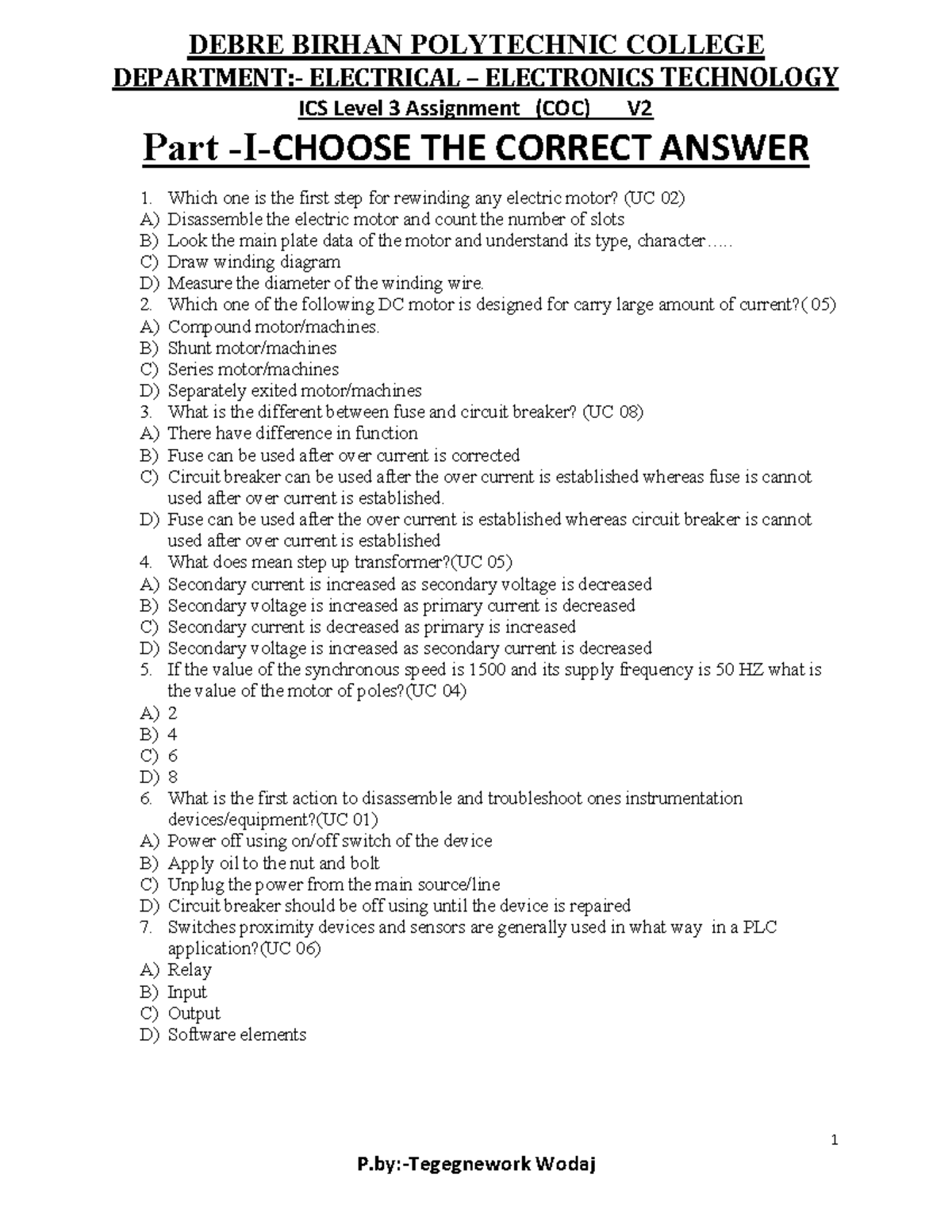 COC Level 3 V2 - tdcfvghbkjn - DEPARTMENT:- ELECTRICAL – ELECTRONICS ...