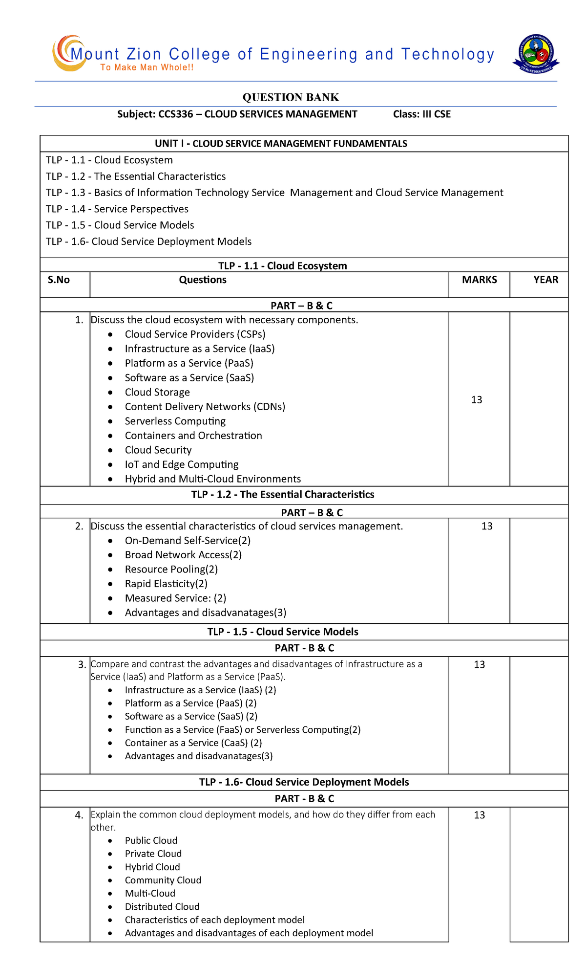 CCS336 - Cloud Services Management - Subject: CCS336 – CLOUD SERVICES ...