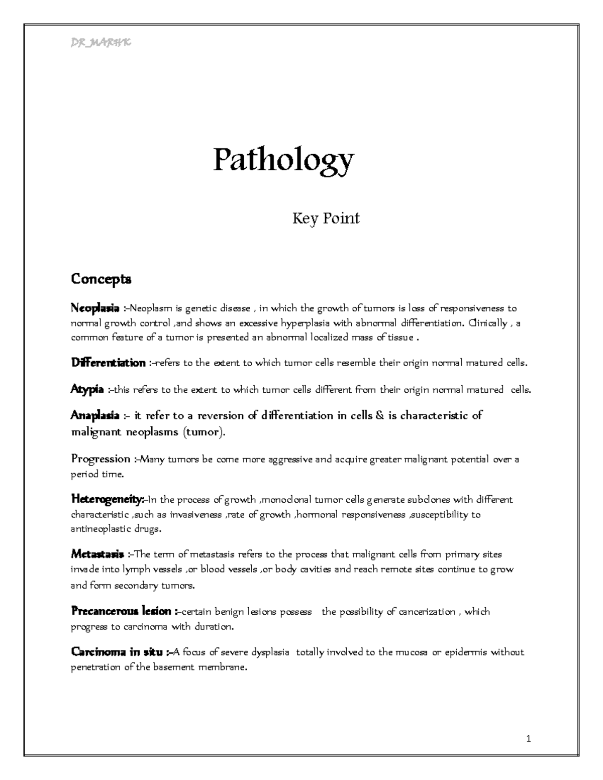 Pathology key points 007 - DR_MARHK Pathology Key Point Concepts ...