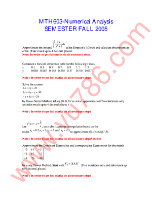Mth603-Solved-Online-Quizzes-downloaded from vurank - Exact solution of 2/3 is not exists. TRUE ...