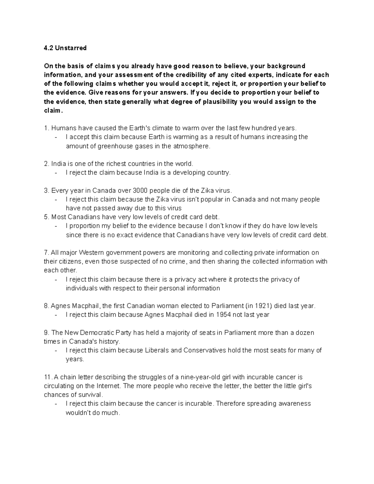 Shubh 4.2 4.3 unstarred - 4 Unstarred On the basis of claims you ...