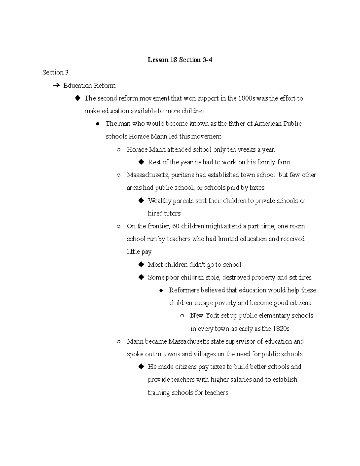 Lesson 18 Section 3-4 - Lesson 18 Section 3- Section 3 Education Reform ...
