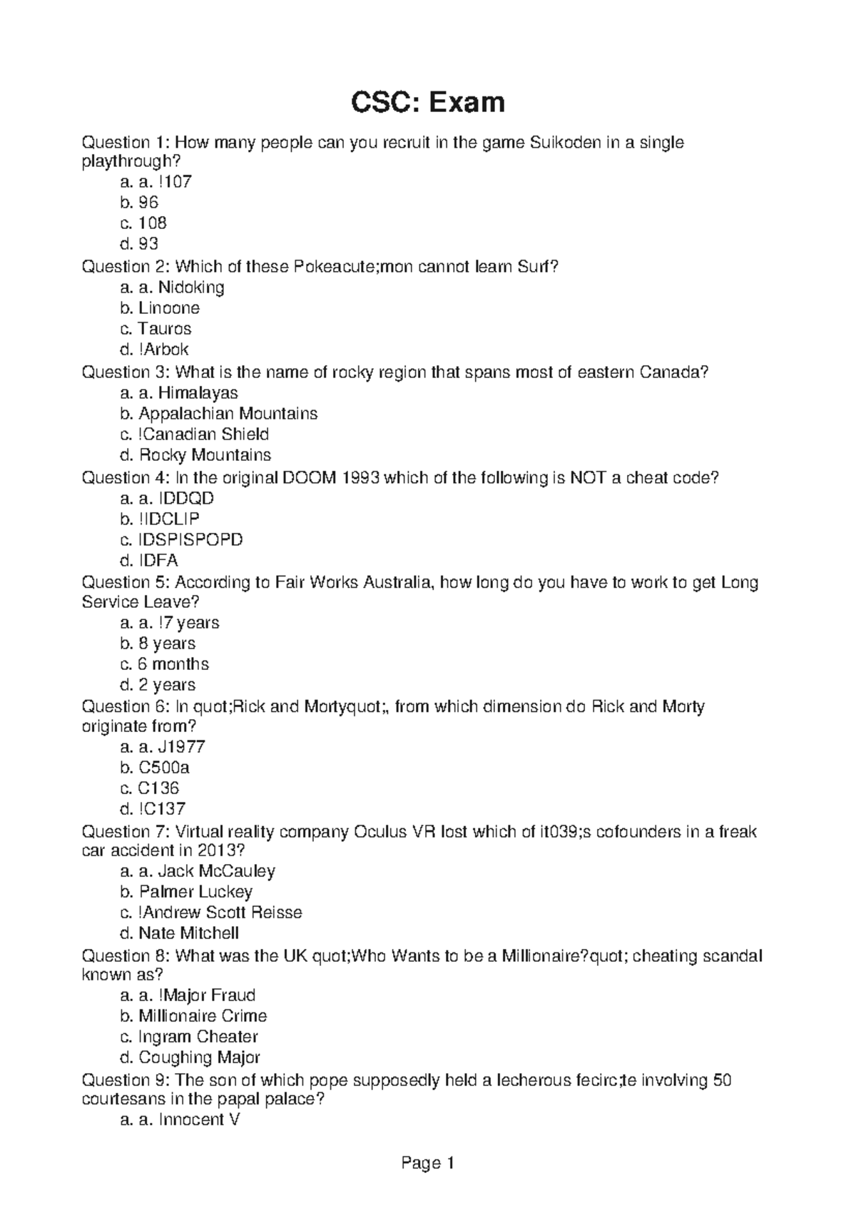 CSC206-Module-4 - LAW145 Analysis 9 - CSC: Exam Question 1: How many ...
