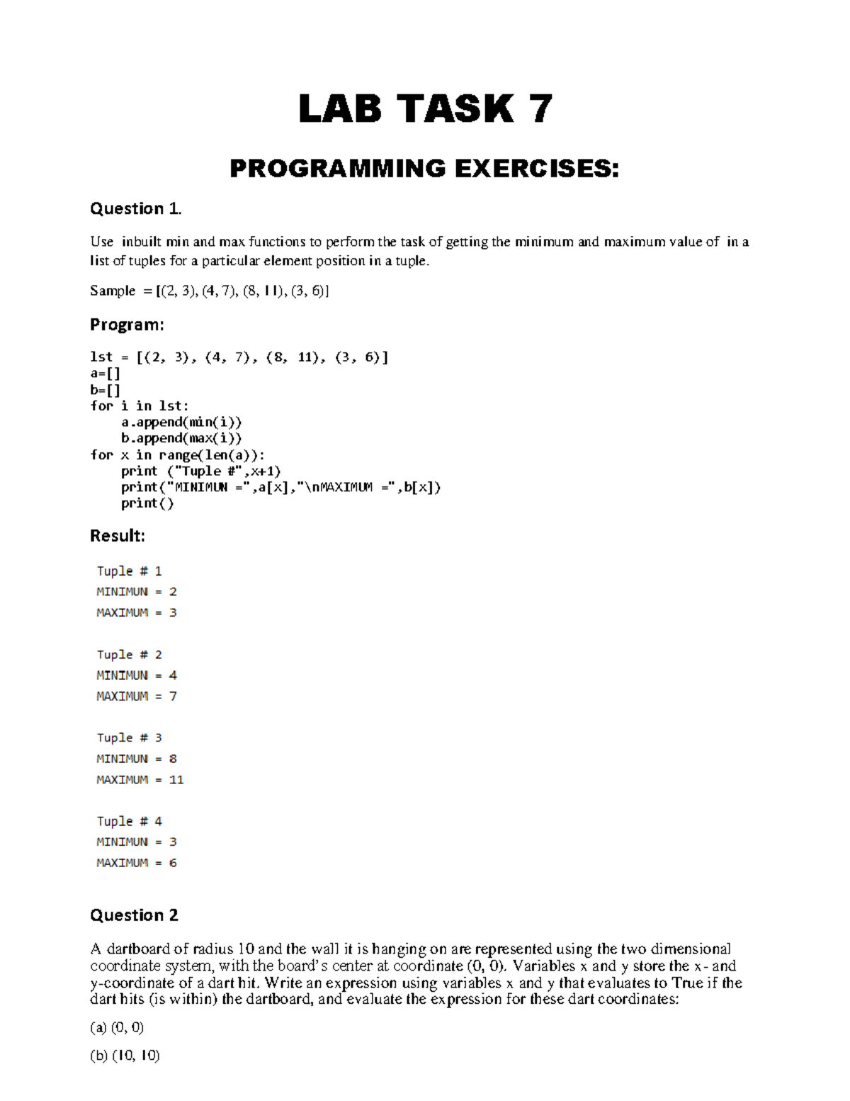 Programming Language Lab pg 7 - LAB TASK 7 PROGRAMMING EXERCISES ...