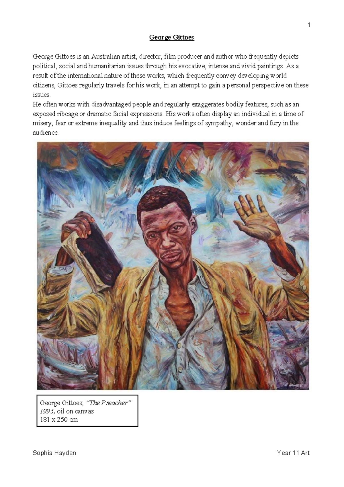 Art Assess 1 - George Gittoes George Gittoes is an Australian artist ...