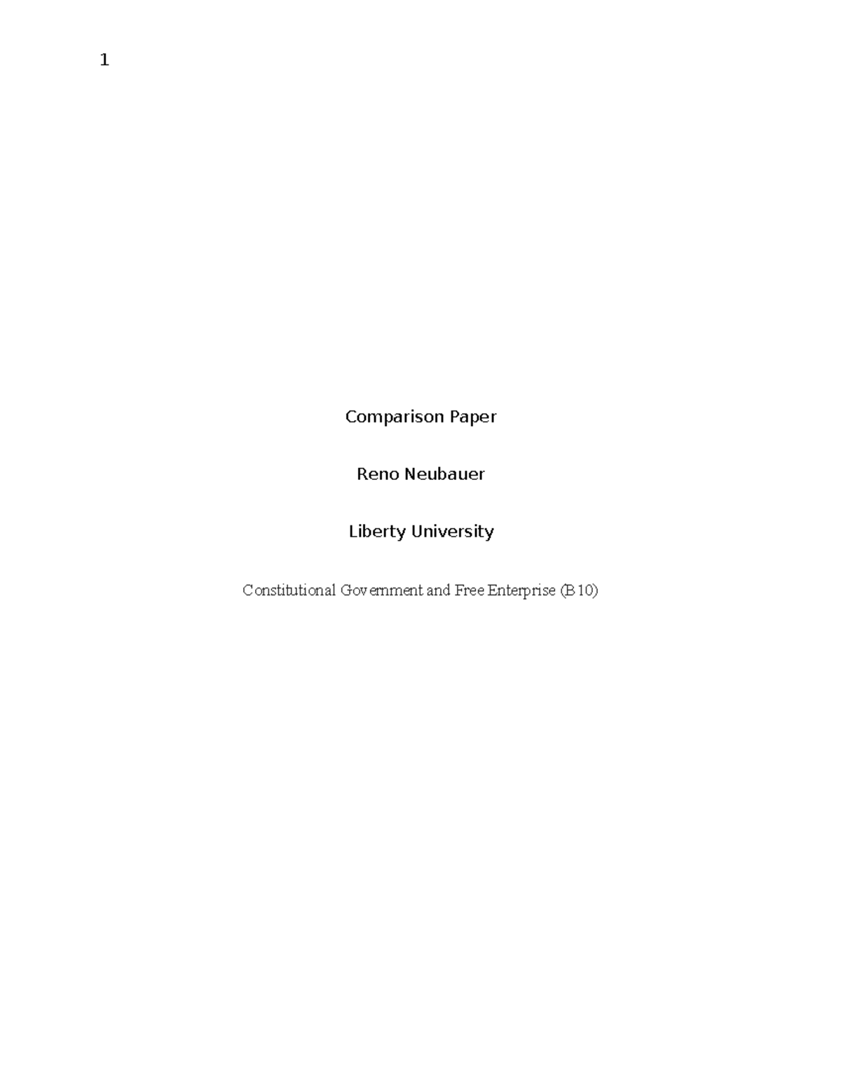Comparison Paper - Comparison Paper Reno Neubauer Liberty University ...