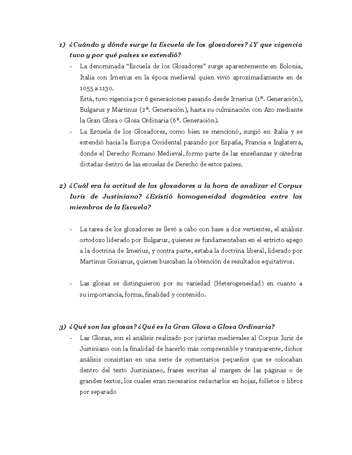 La escuela de los glosadores - Está, tuvo vigencia por 6 generaciones ...