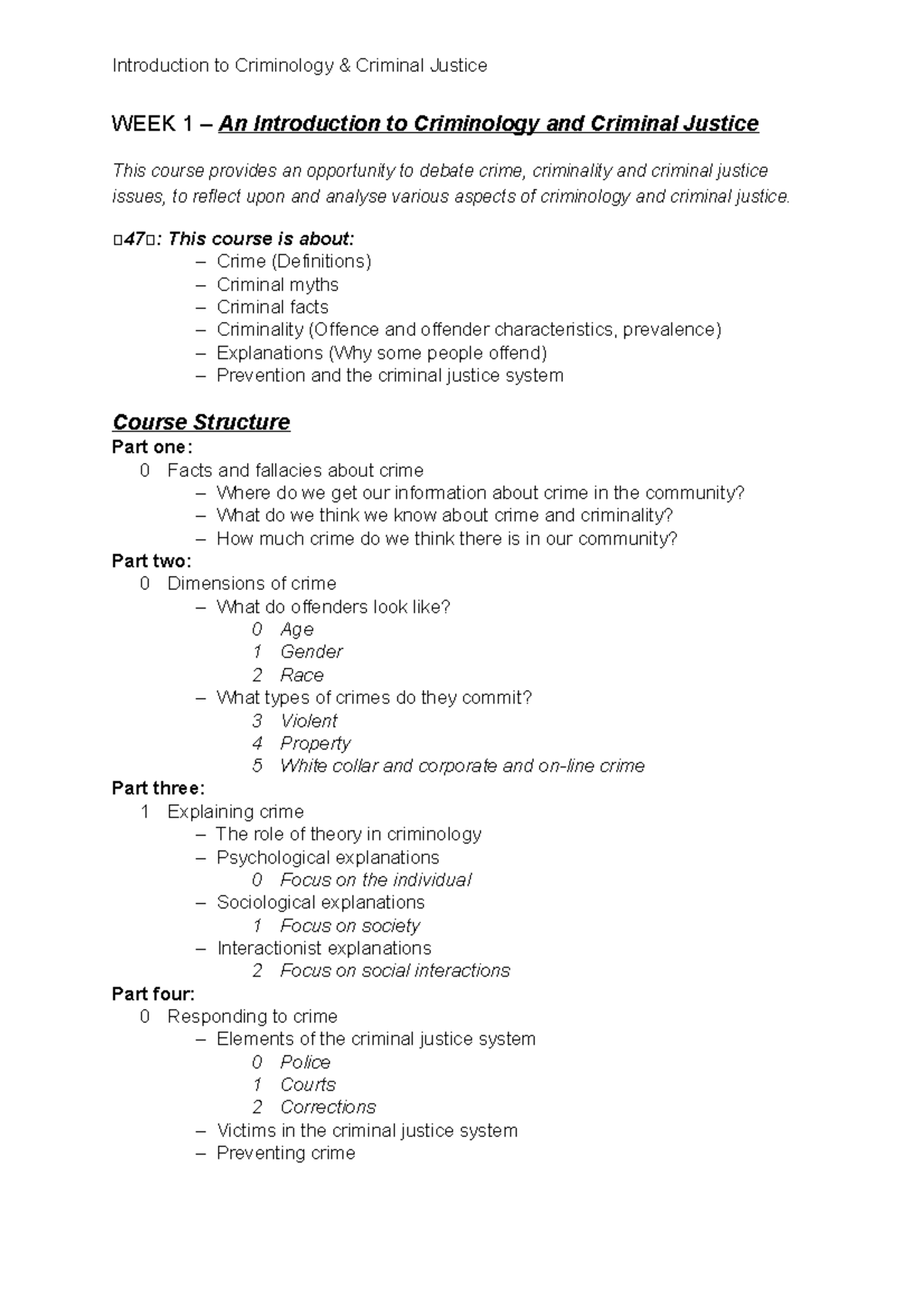 Criminology and Criminal Justice - ࿿ 47 ࿿: This course is about ...