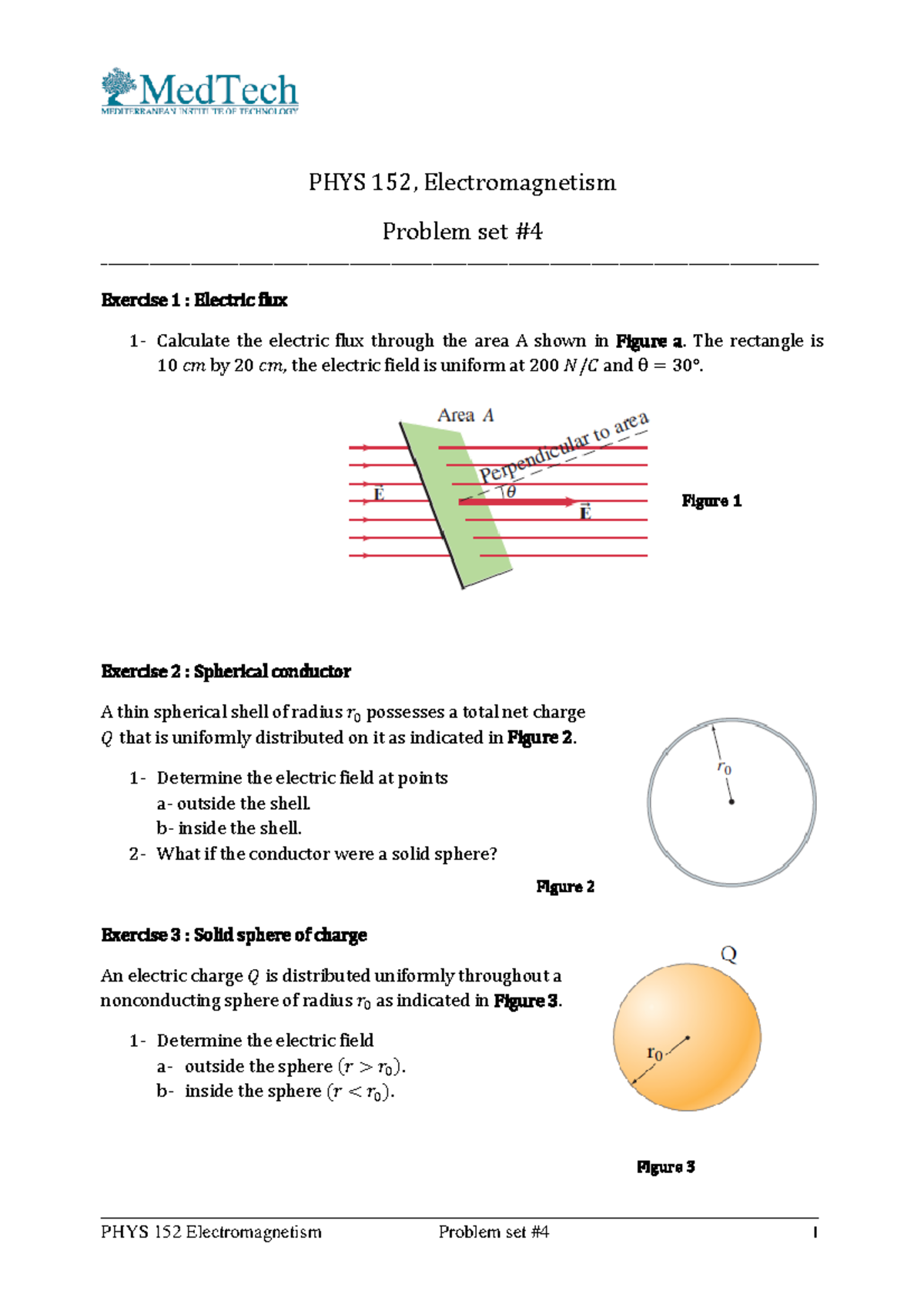 PHYS 152 Chapter 02 Problems Set 4 - PHYS 15 2 Electromagnetism Problem set # 4 1 PHYS 152 ...