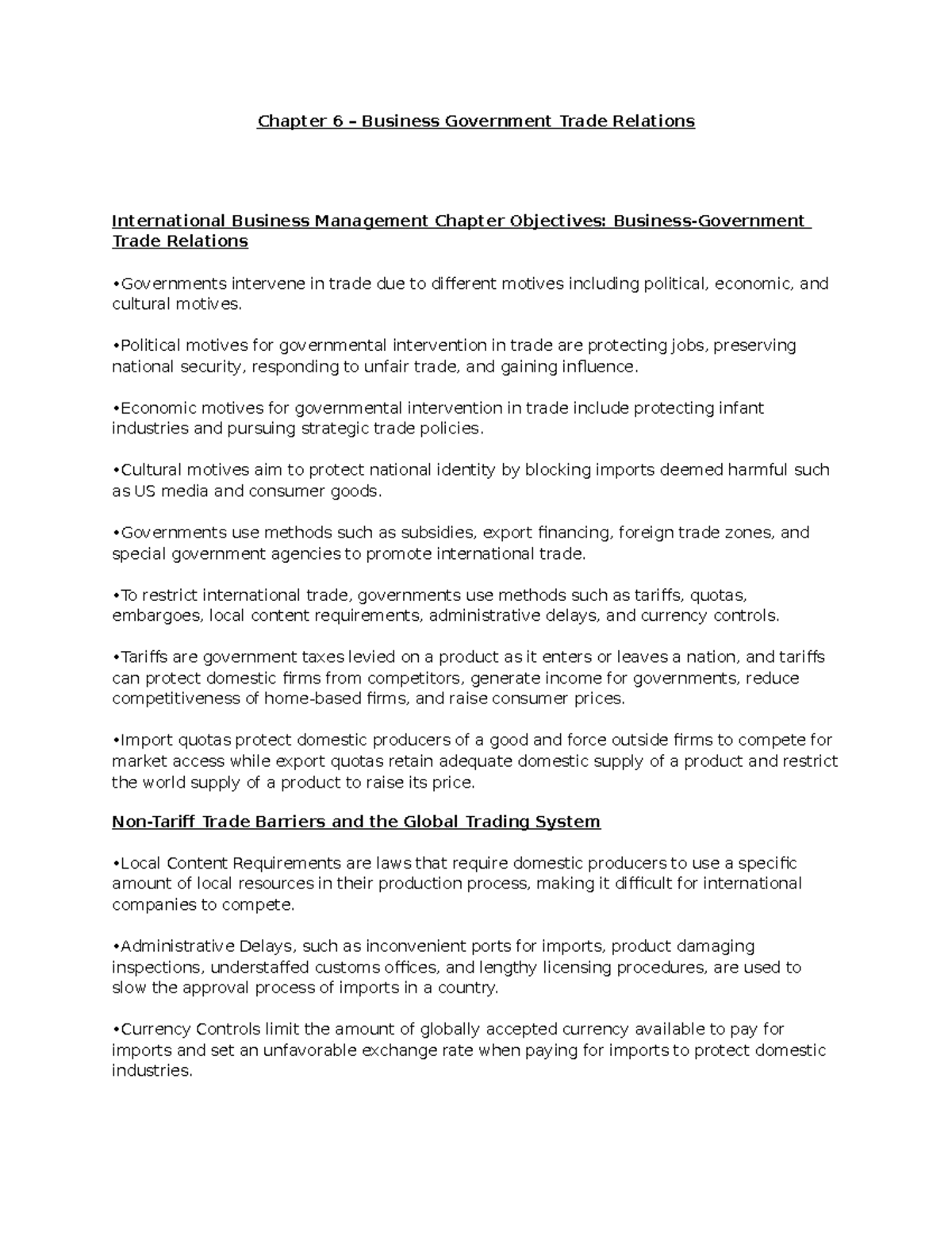Chapter 6 – Business Government Trade Relations - Chapter 6 – Business ...