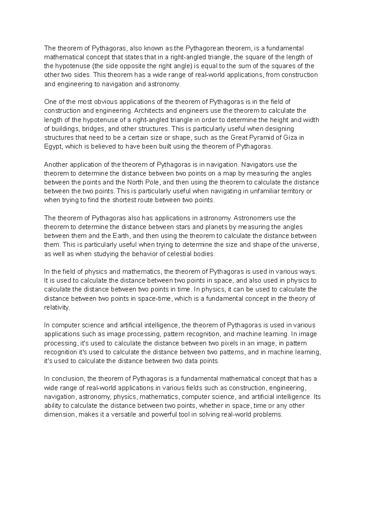 Real World Applications Of The Theorem Of Pythagoras The Theorem Of Pythagoras Also Known As