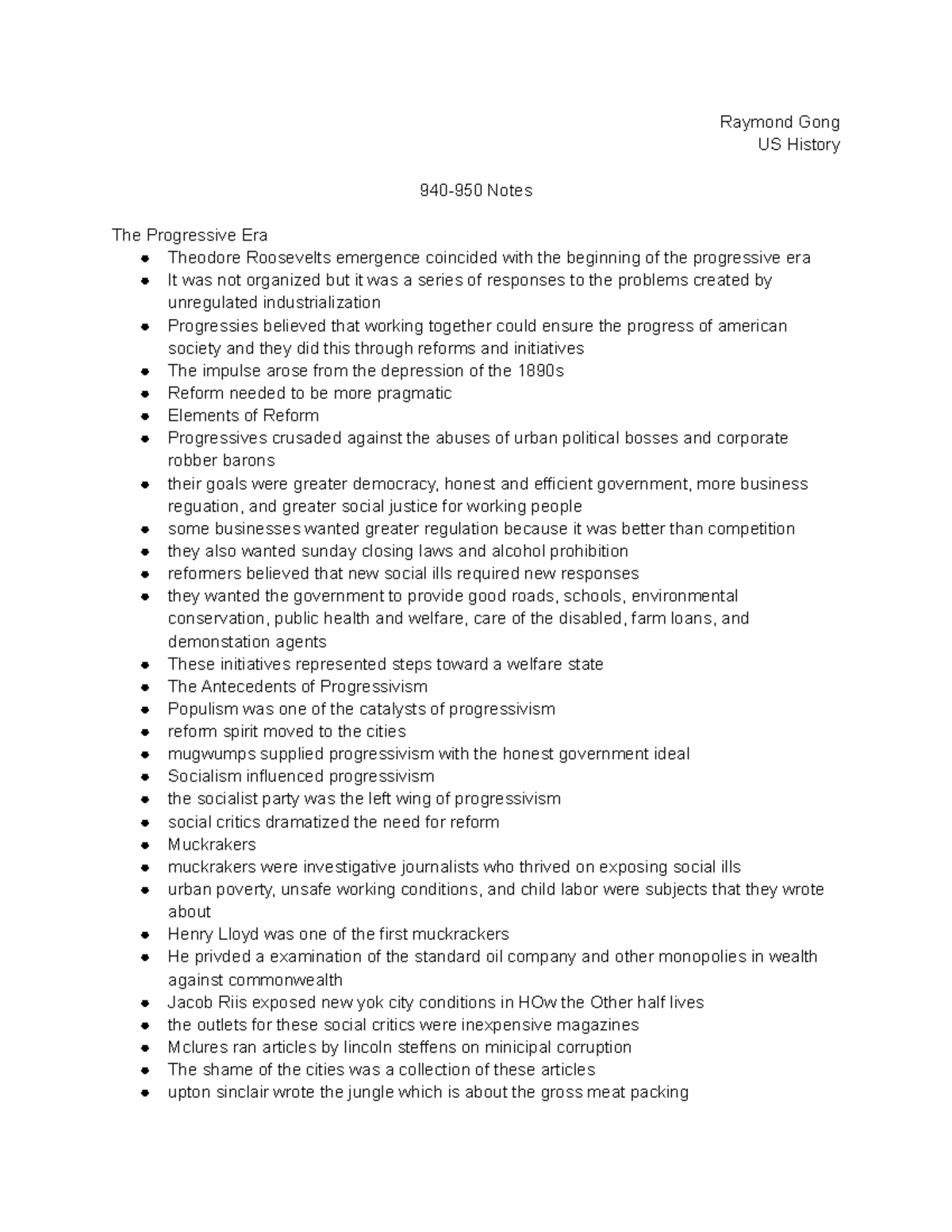 940-950 Notes US History - Raymond Gong US History 940-950 Notes The ...