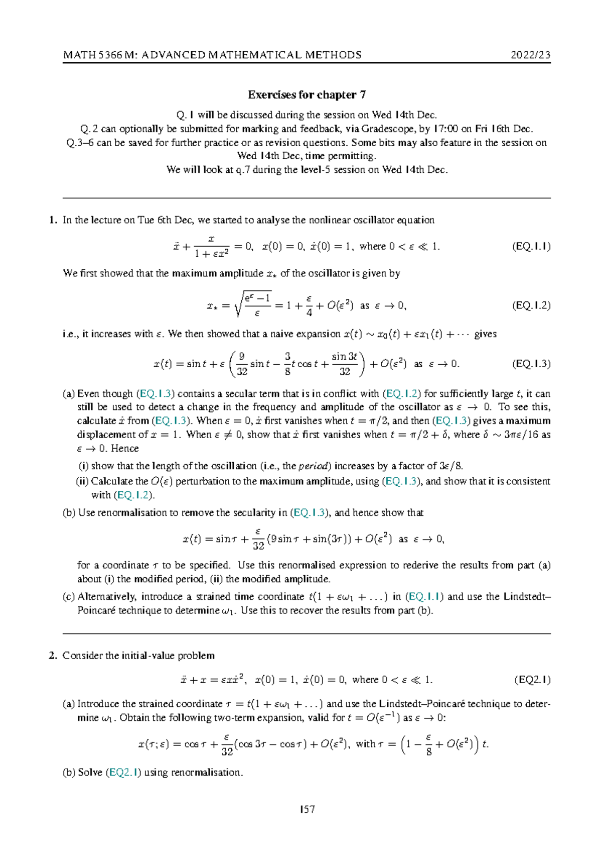 Sheet 7 5366 - MATH 5366 M: ADVANCED MATHEMATICAL METHODS 2022 ...