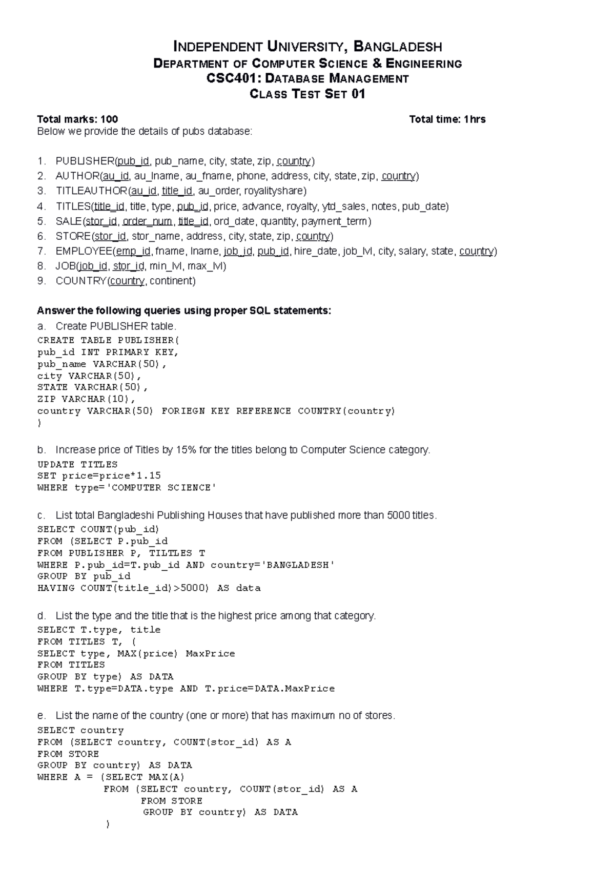 2019 0729 SQLtest - practice problems - INDEPENDENT UNIVERSITY ...