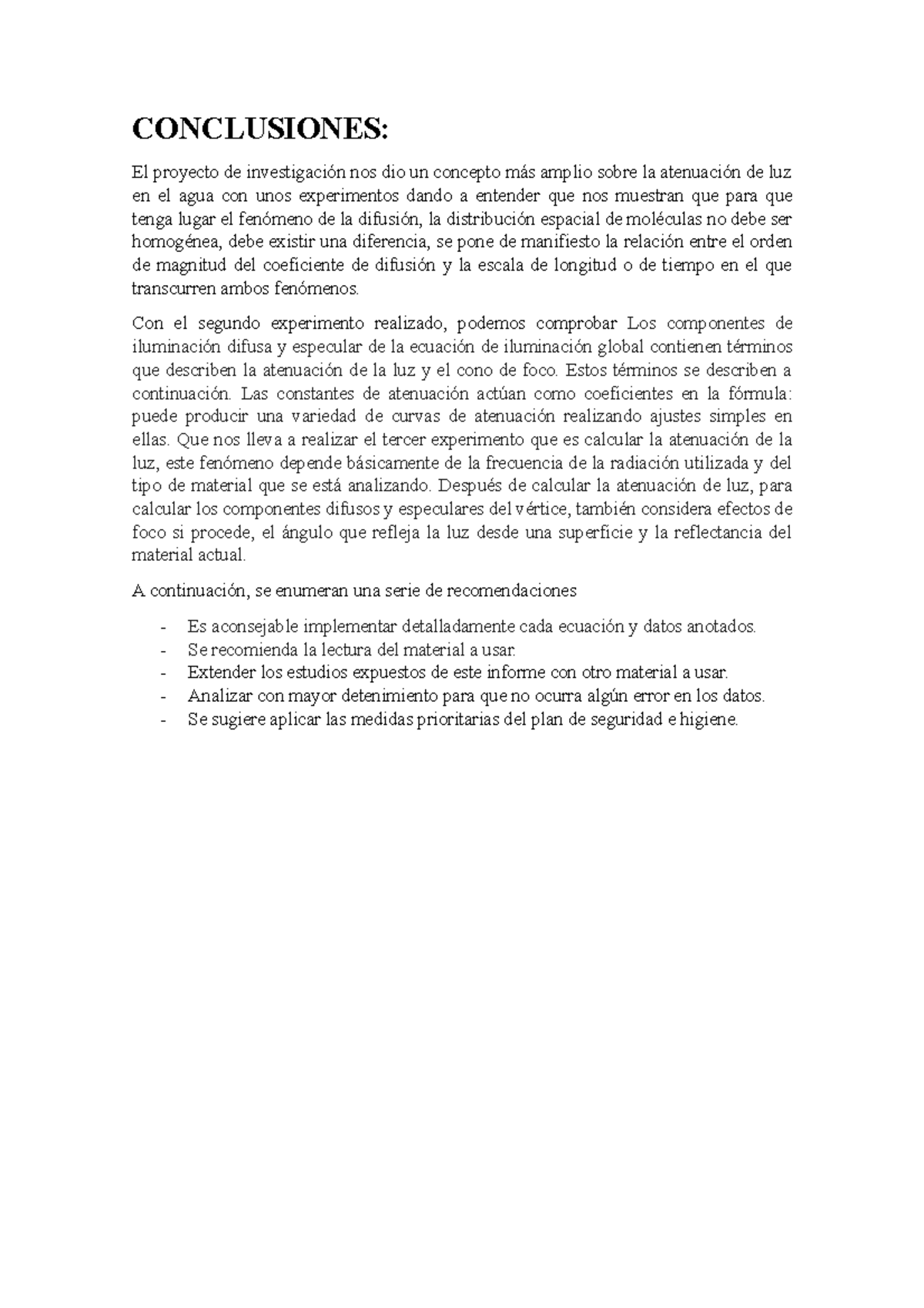 Conclusiones - CONCLUSIONES: El proyecto de investigación nos dio un ...