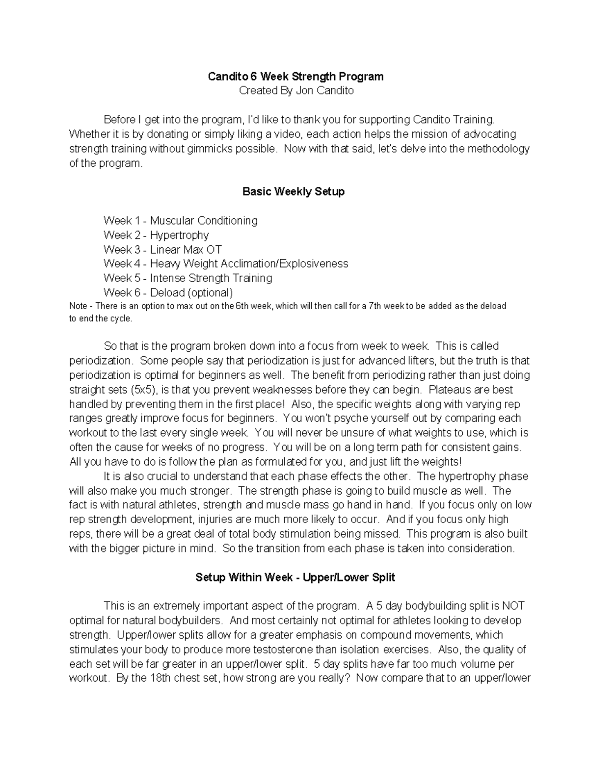 Candito 6 Week Strength Program - Candito 6 Week Strength Program ...