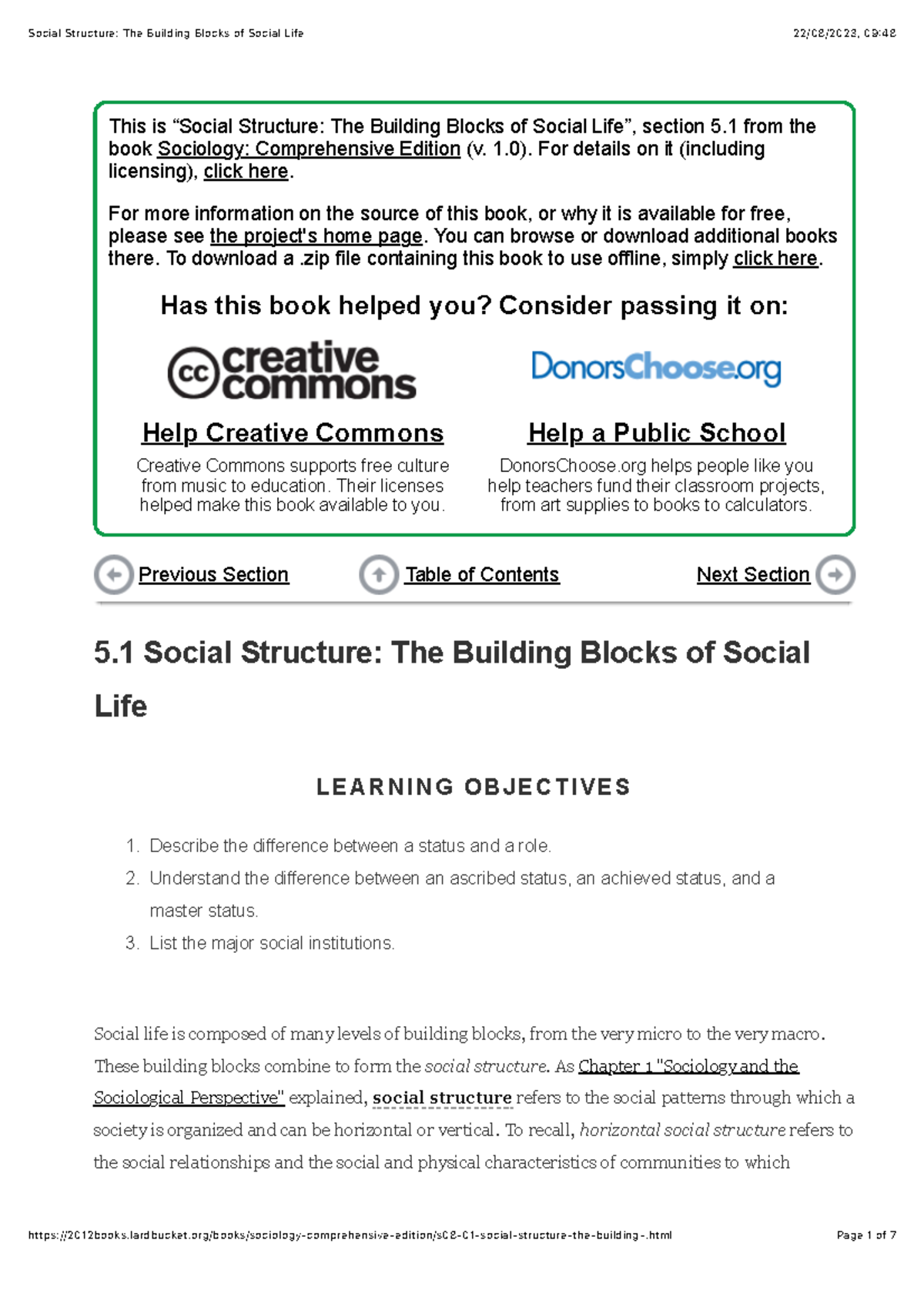 Social Structure The Building Blocks of Social Life - 1). For details ...