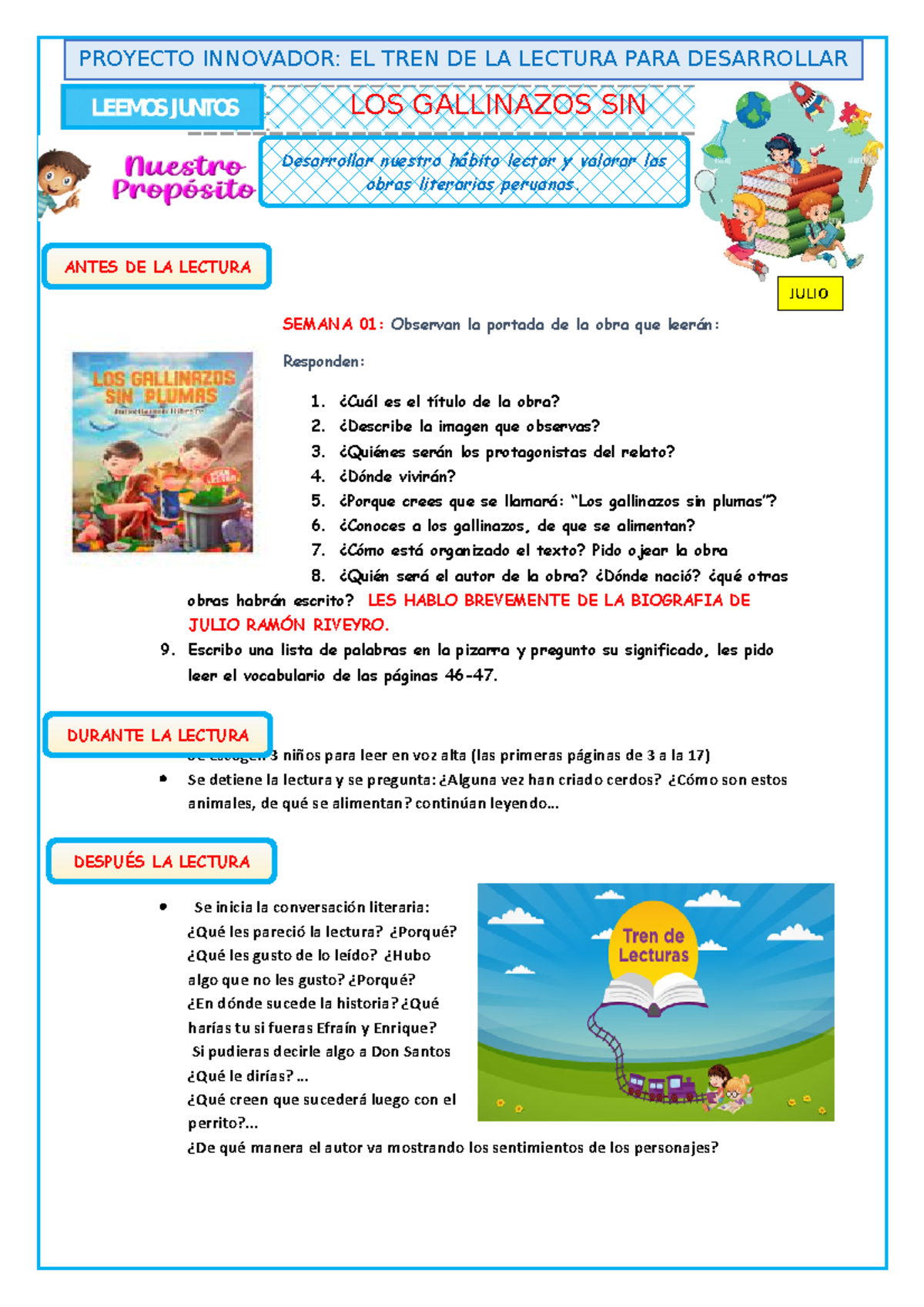 LOS Gallinazos SIN Plumas Semana 01 - SEMANA 01: Observan la portada de ...