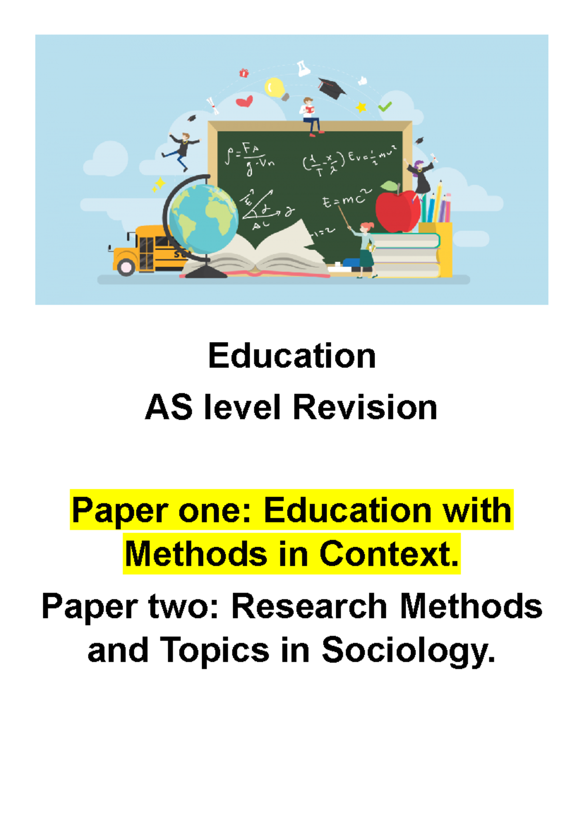 Education Revision Booklet - Education AS level Revision Paper one ...