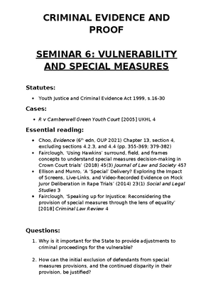 Seminar 5-Anonymous Witnesses and Bad Character Evidence - CRIMINAL ...