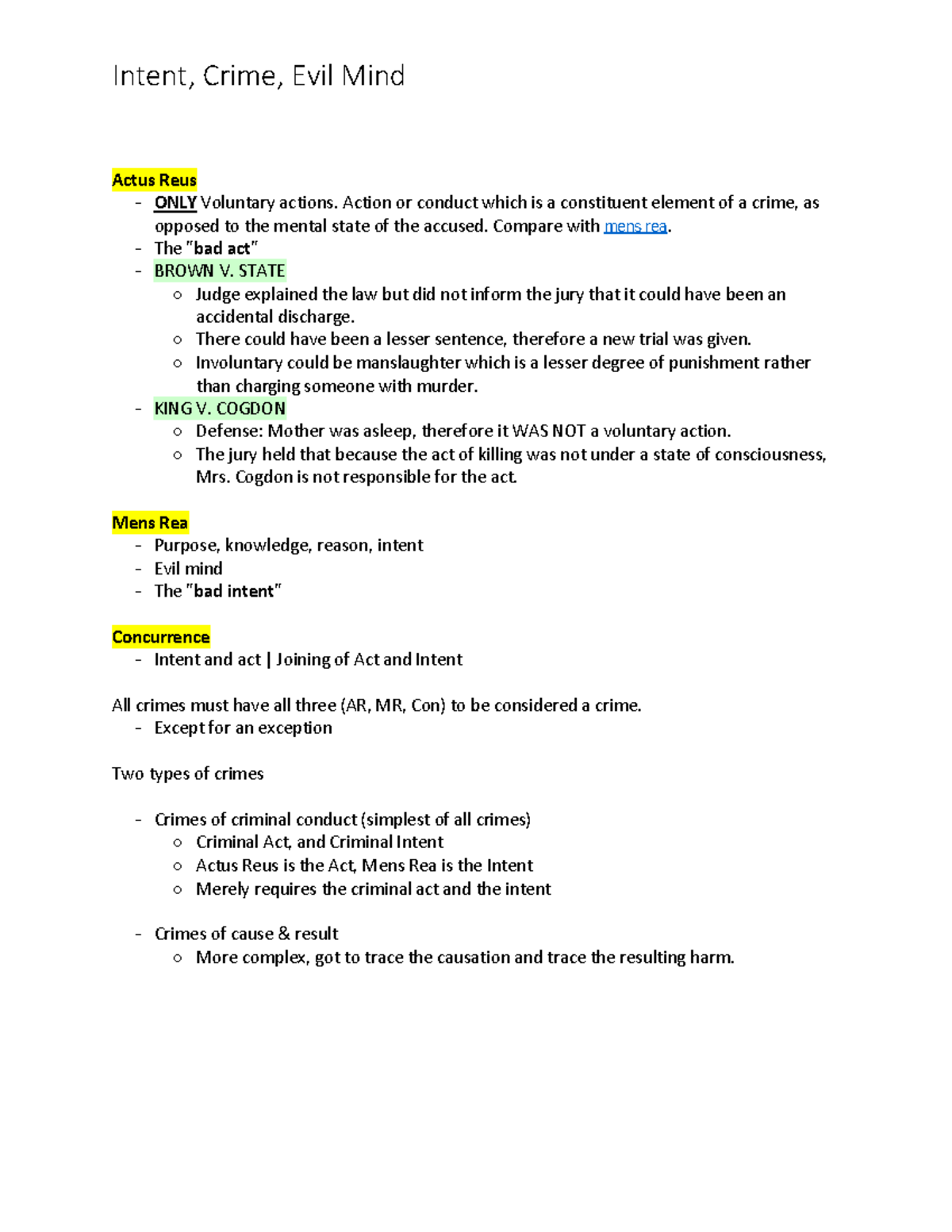 Intent, Crime, Evil Mind - ĐƚƵƐ ZĞƵƐ - Studocu