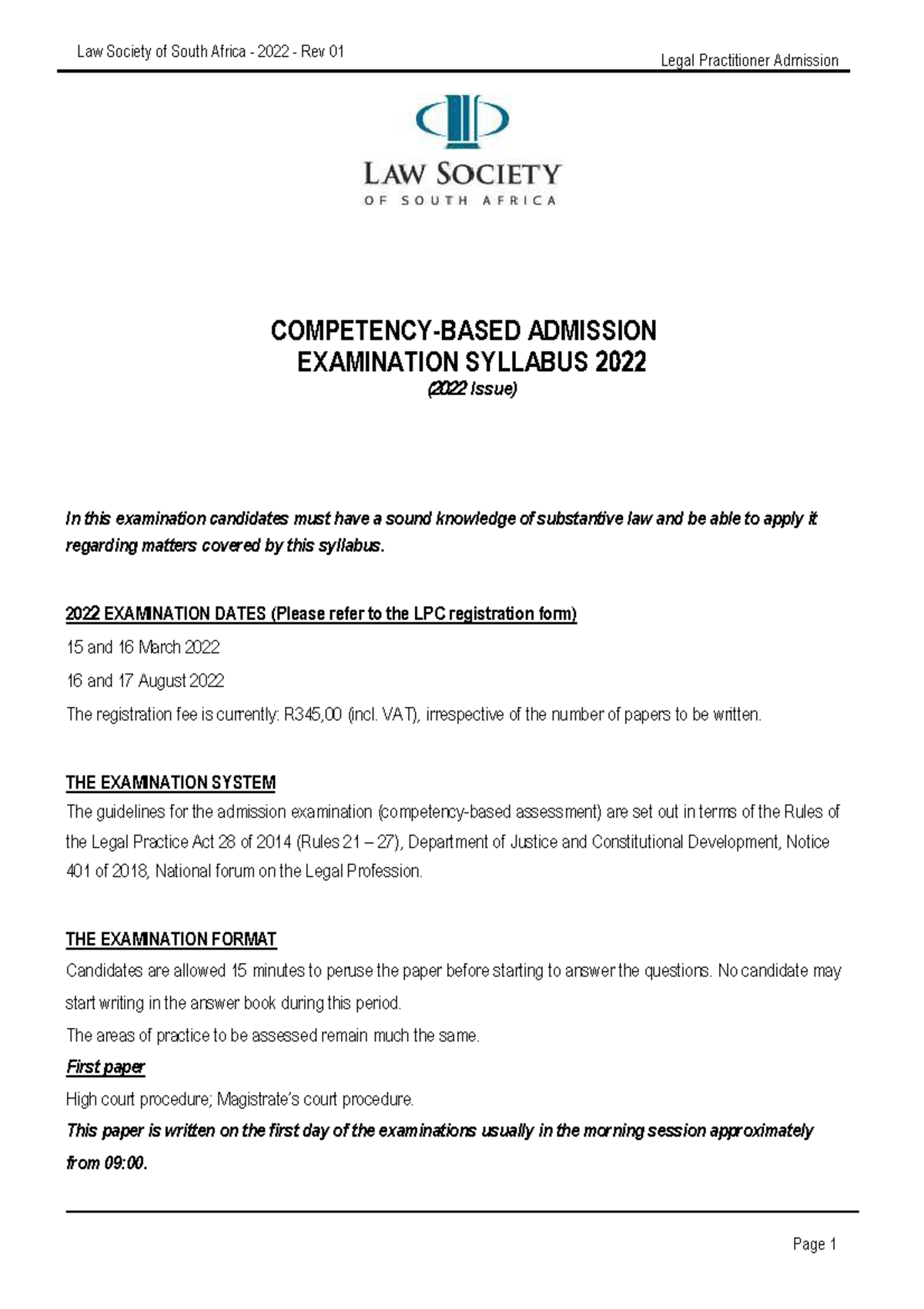 2022 Competency-based-Admission-Exam Syllabus Final - Law Society of ...
