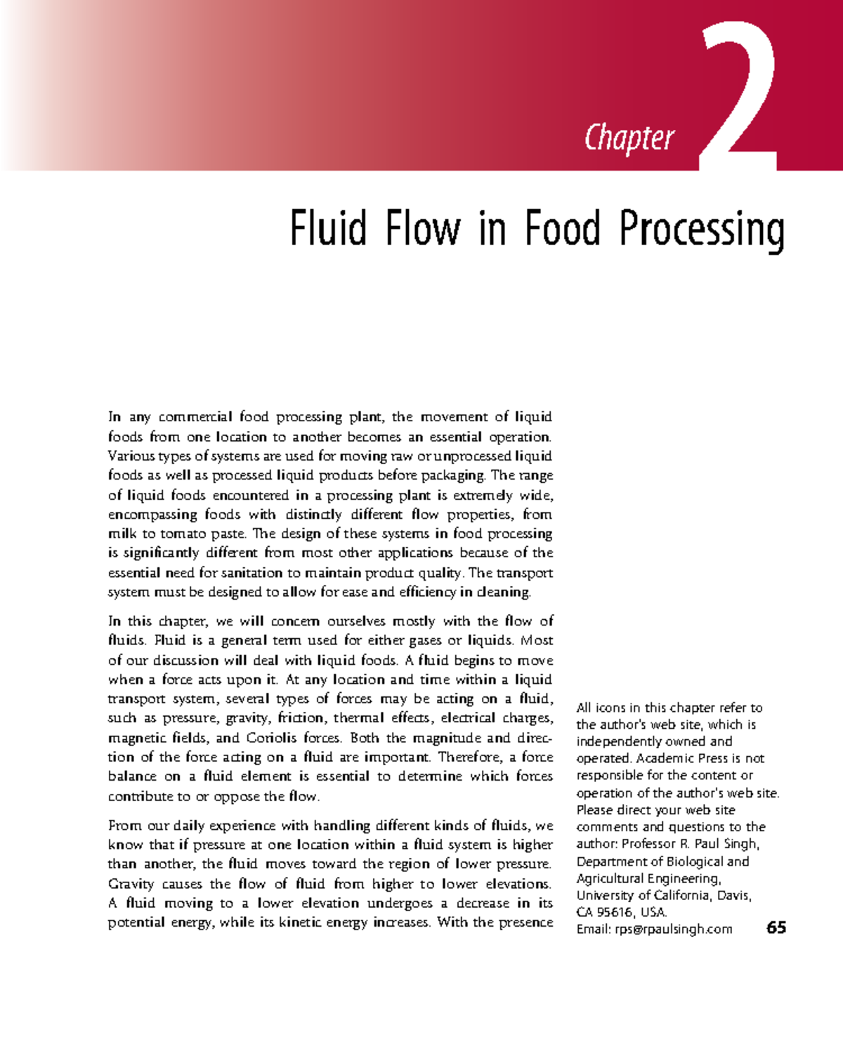 Fluid Flow in Food Processing - Chapter 2 Fluid Flow in Food Processing ...