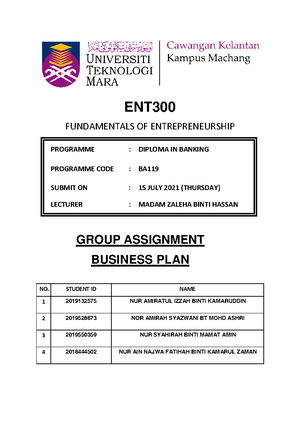 Contoh 2 - I INDIVIDUAL ASSIGNMENT PRINCIPLES OF ENTREPRENEURSHIP ...