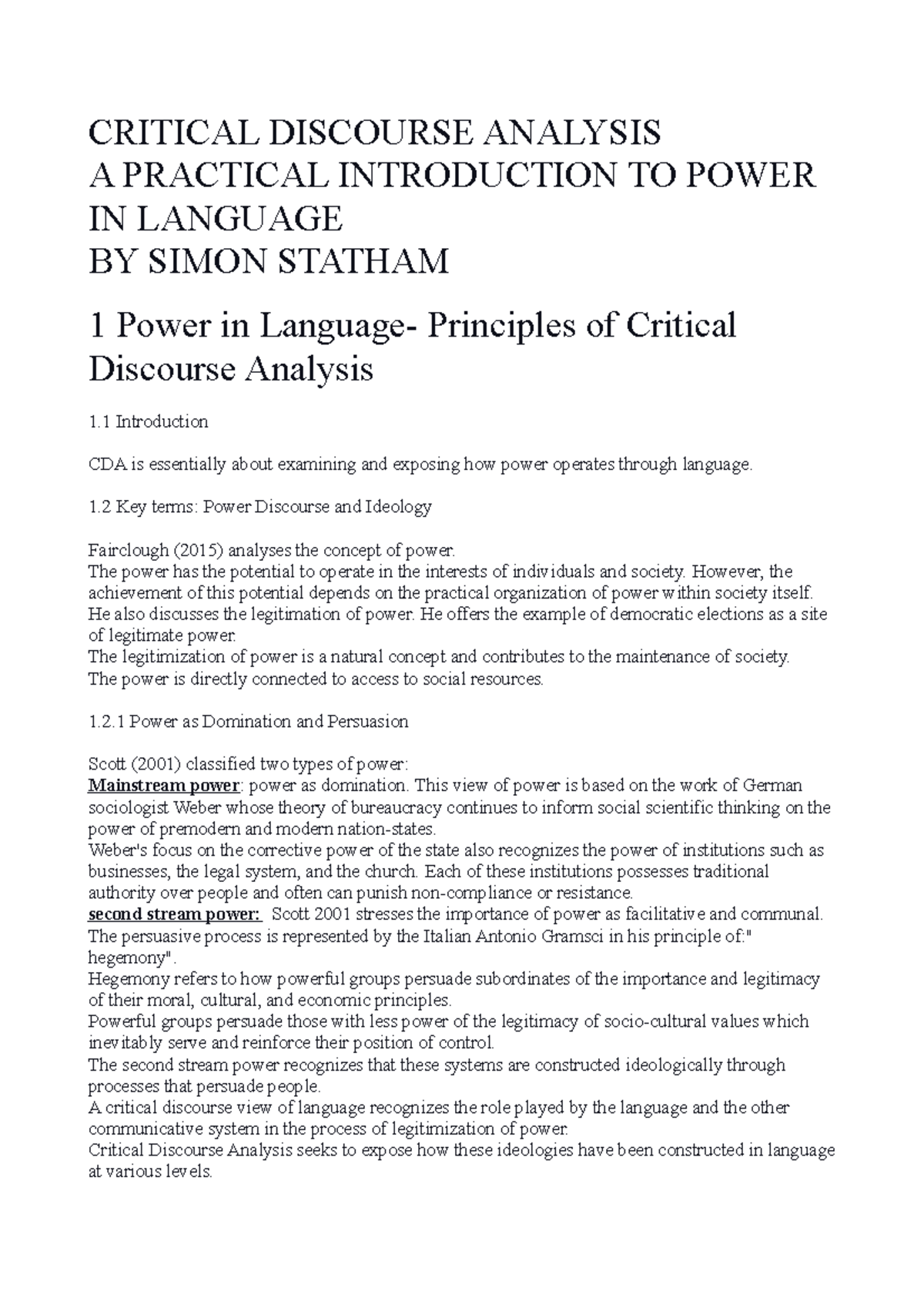Critical Discourse Analysis - CRITICAL DISCOURSE ANALYSIS A PRACTICAL ...