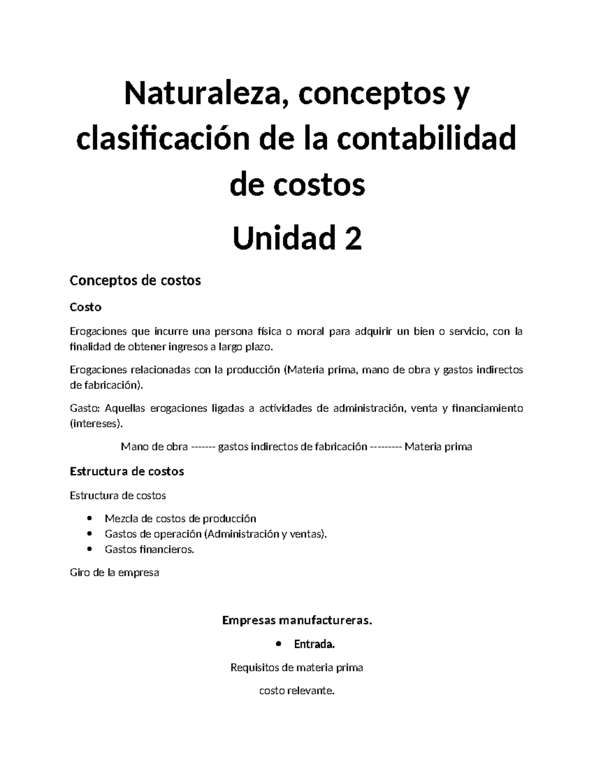 Naturaleza, conceptos y clasificacion de la contabilidad de costos - Naturaleza, conceptos y ...