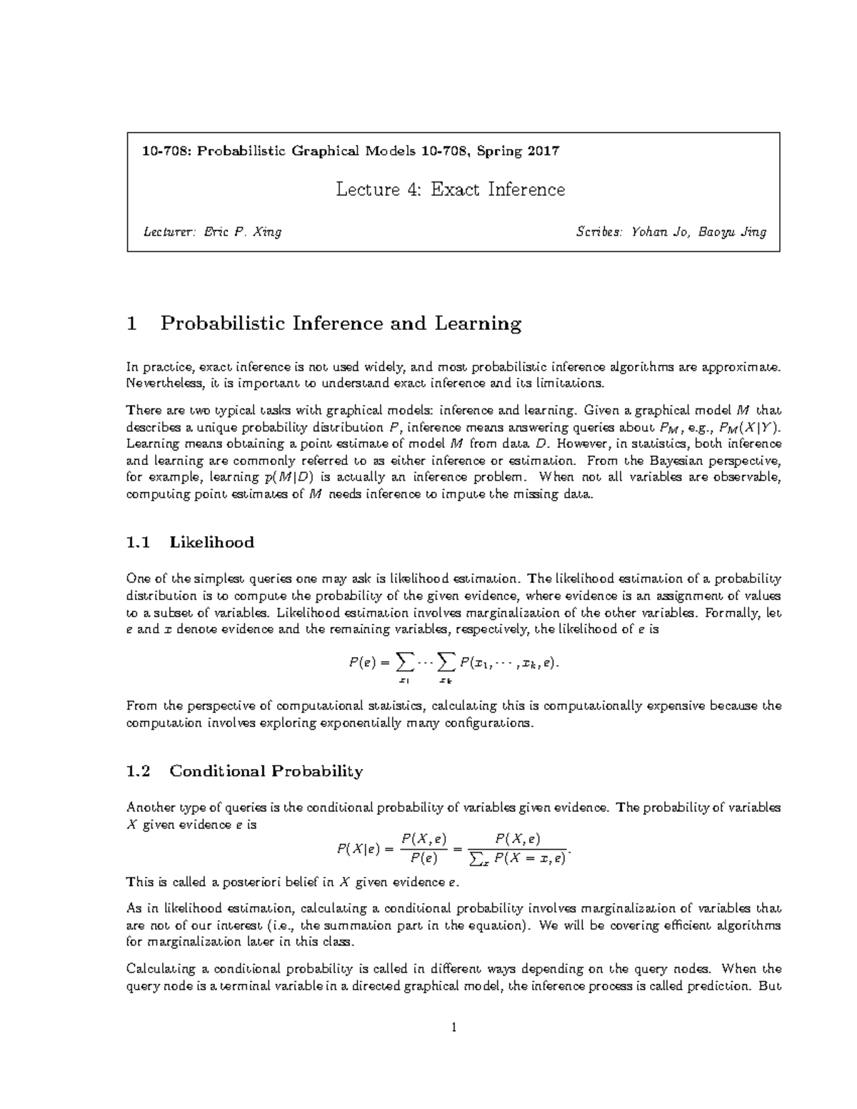 10708-scribe-lecture 4 - 10-708: Probabilistic Graphical Models 10-708, Spring 2017 Lecture 4 ...