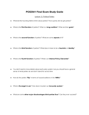 POS2041 Spring 2022 Midterm Study Guide - POS2041 Midterm Exam Study ...