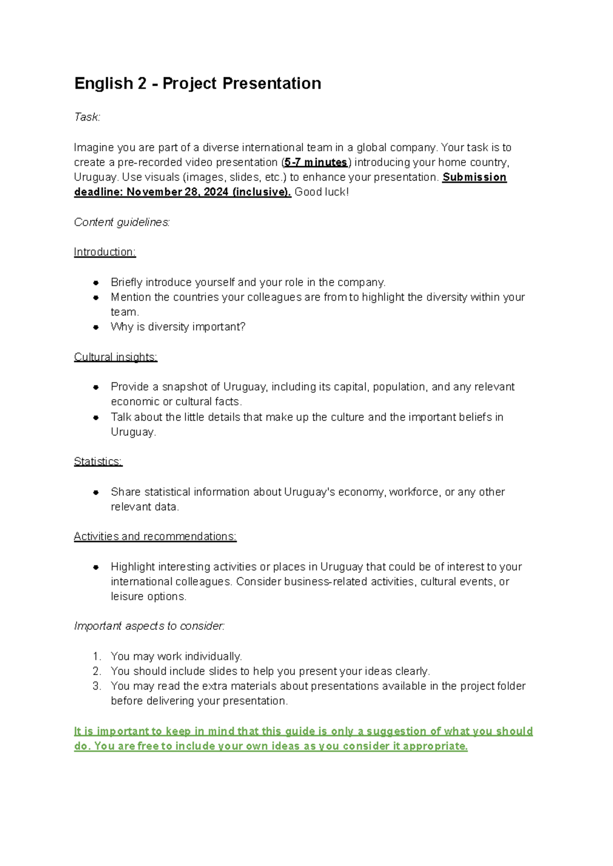 English 2 - Project Presentation 2024 - English 2 - Project ...