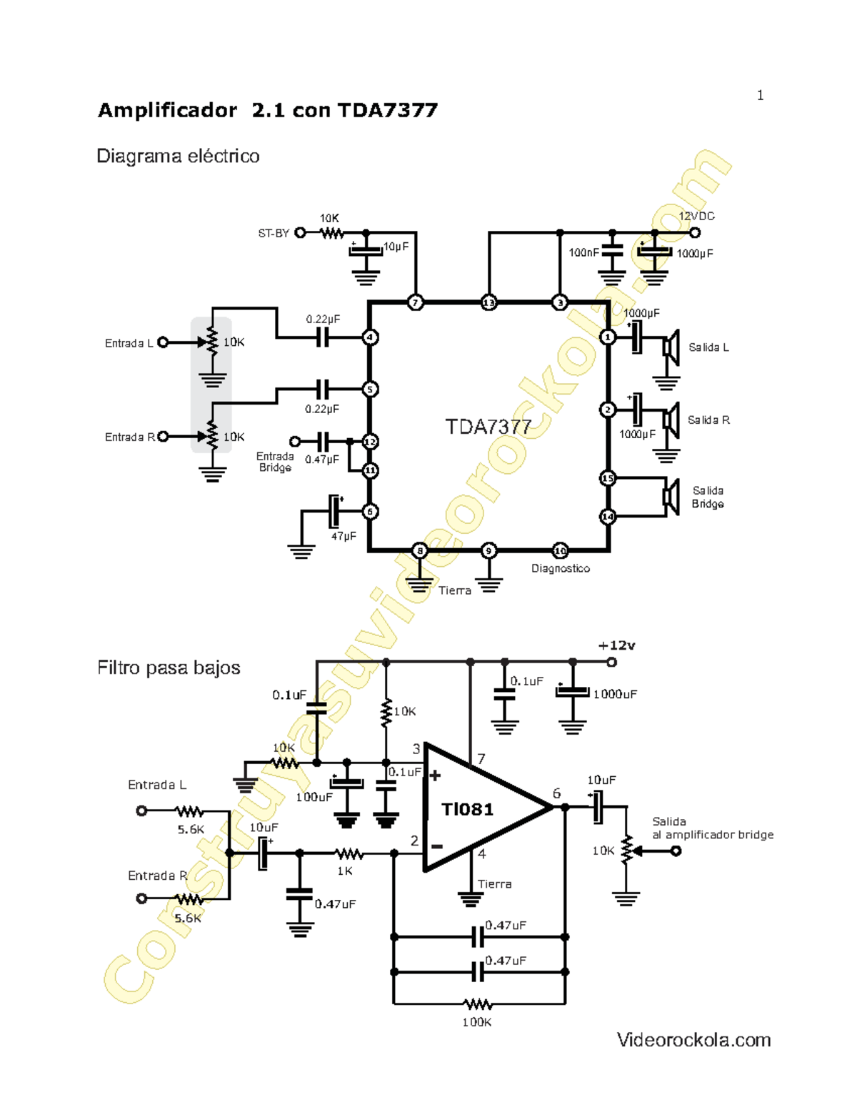 Amp tda7377 - ESTE ES UN COMPONENTE ELETRONICO - Diagnostico 10μF 10K ...