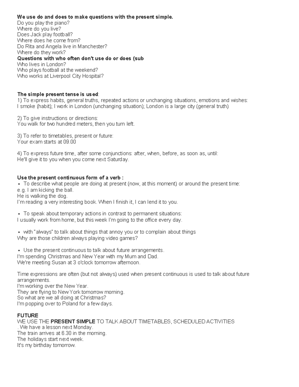 Ayuda PARA Inglés - Present simple, past simple - We use do and does to ...