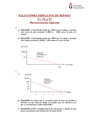 Ejercicios Extra T1, T2 y T3 - EJERCICIOS DE REPASO T1, T2 y T Microeconomía Aplicada Suponga ...