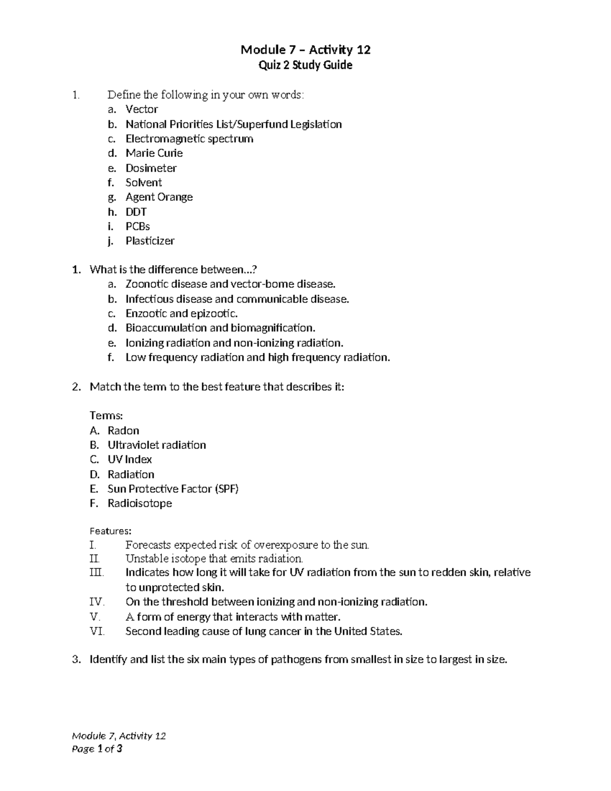 HHE445-Module 7-Activity 12 - Module 7 – Activity 12 Quiz 2 Study Guide ...