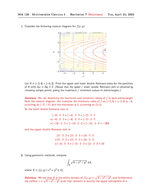 MA-126 Exam1 v1 sol - midterm exam practice problems - [8] 2. [12] 3. [10] 4. [8] 5(a). [4] 5(b ...