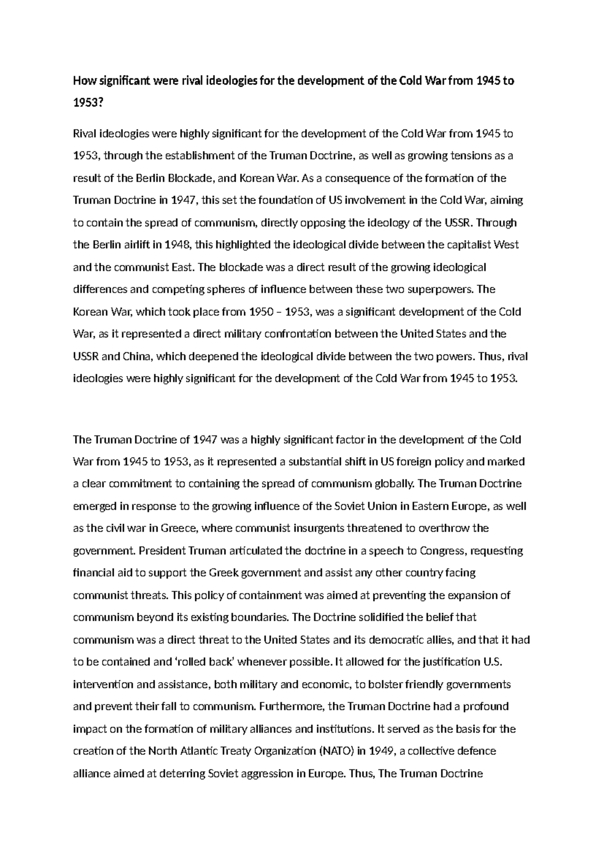 History rival ideologies - How significant were rival ideologies for ...