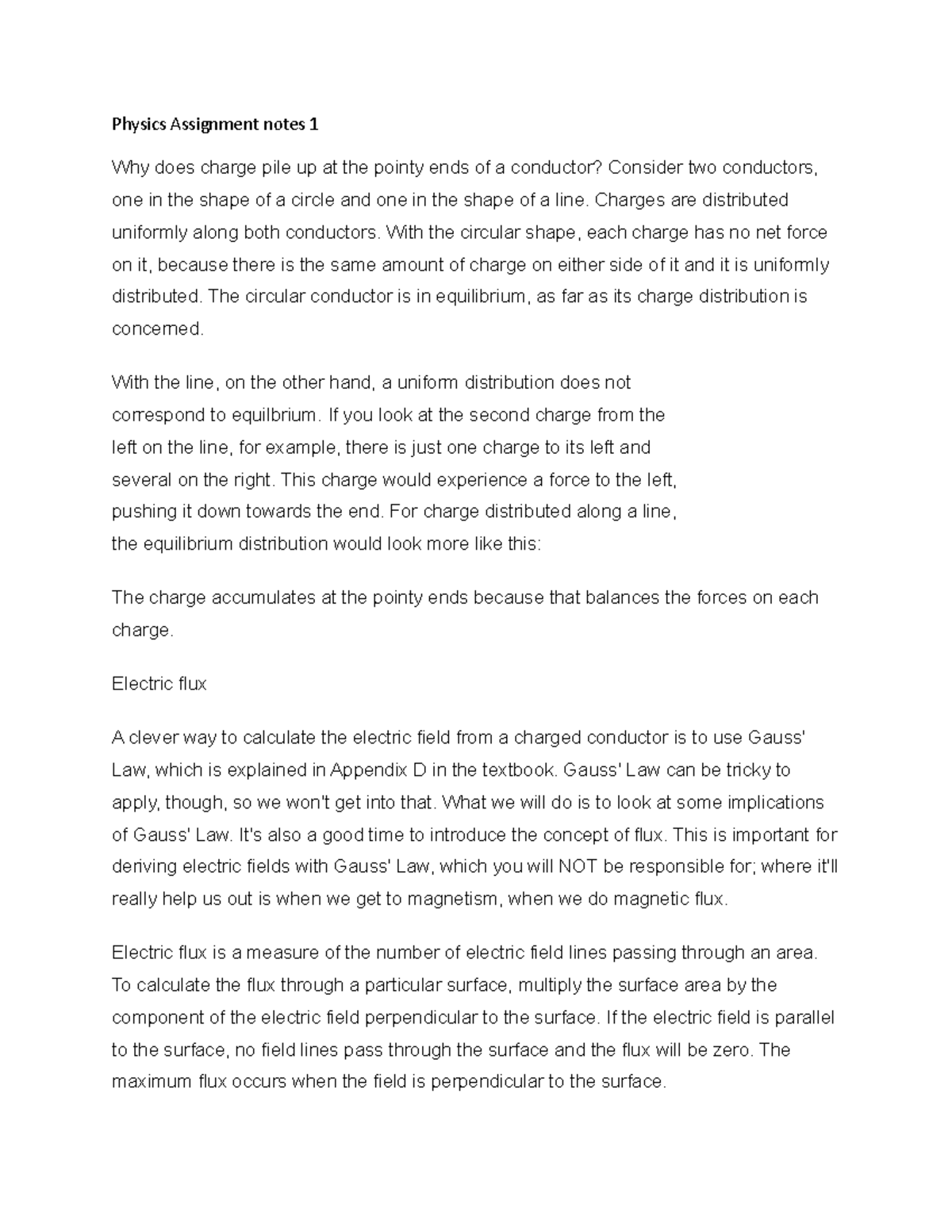 Physics Assignment notes 1 - Charges are distributed uniformly along ...